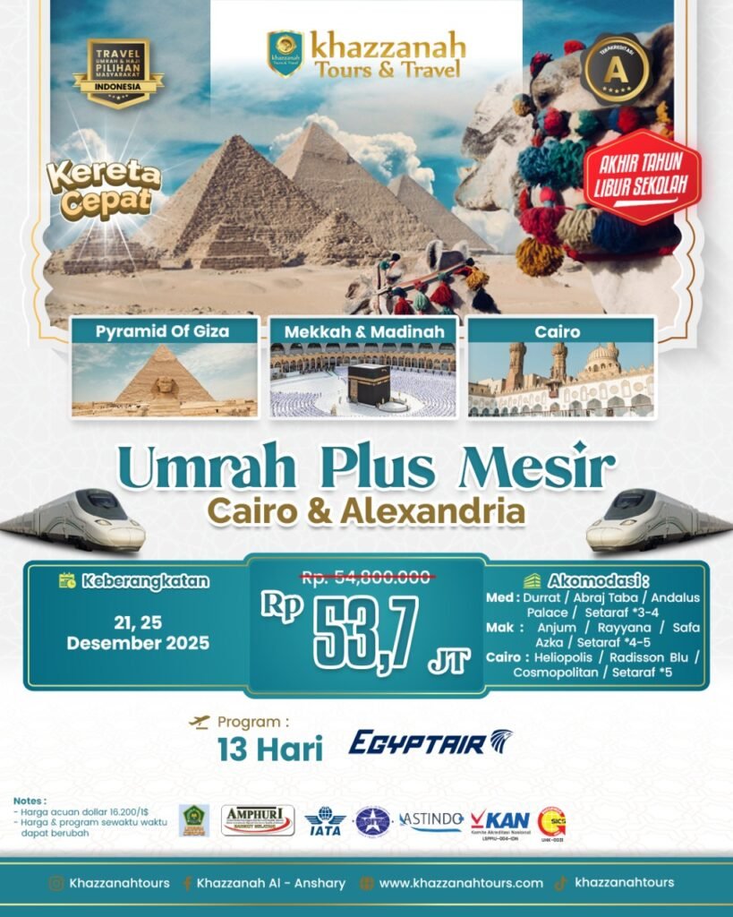 Umrah Plus Mesir, Cairo & Alexandria KC – Khazzanah & Medina Tours